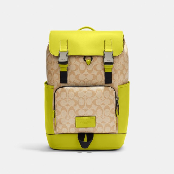 Coach | Bags | Nwt Coach Outlet Track Backpack In Signature Canvas ...